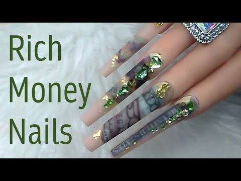 Encapsulated Money Nails | $150 Acrylic Nails | Easy to Do - YouTube