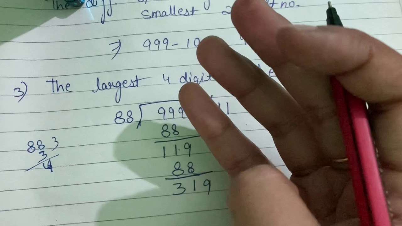 What largest number of 4 digits is exactly divisible by 88 || Maths ...