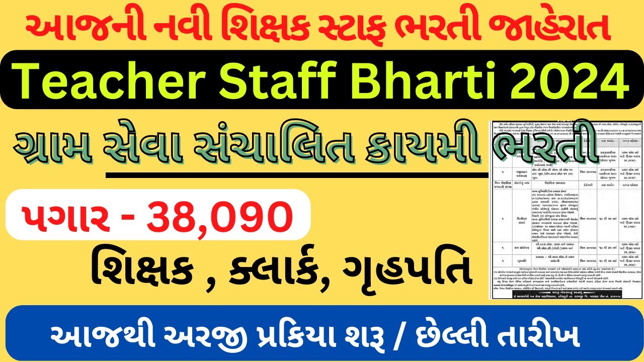 શૈક્ષણિક સ્ટાફ ભરતી 2024.. Teacher Staff Bharti 2024 In Gujarat..clarck ...