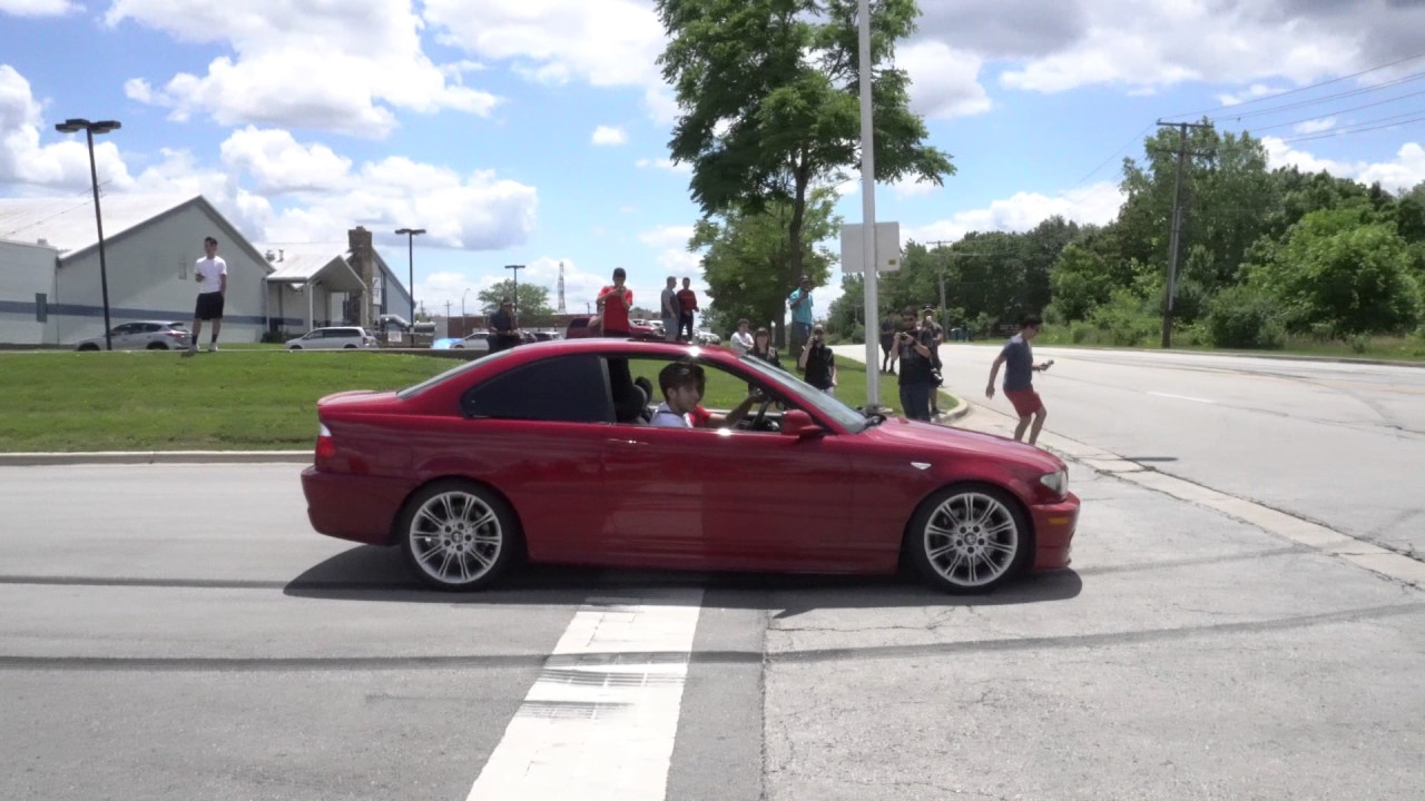E46 330ci ZHP Peeling Out at Chicago Cars and Coffee - YouTube