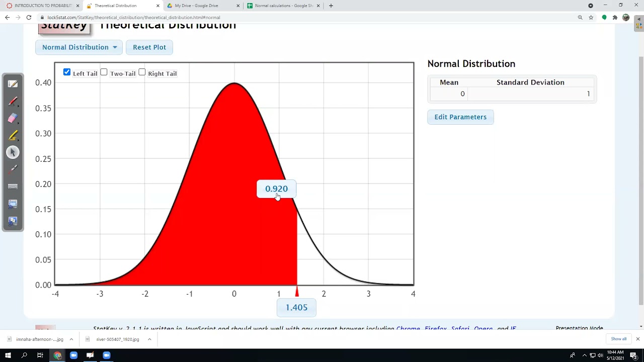 MTH243 Week7 Day14 Inverse Normal, z-score from left tail probability ...