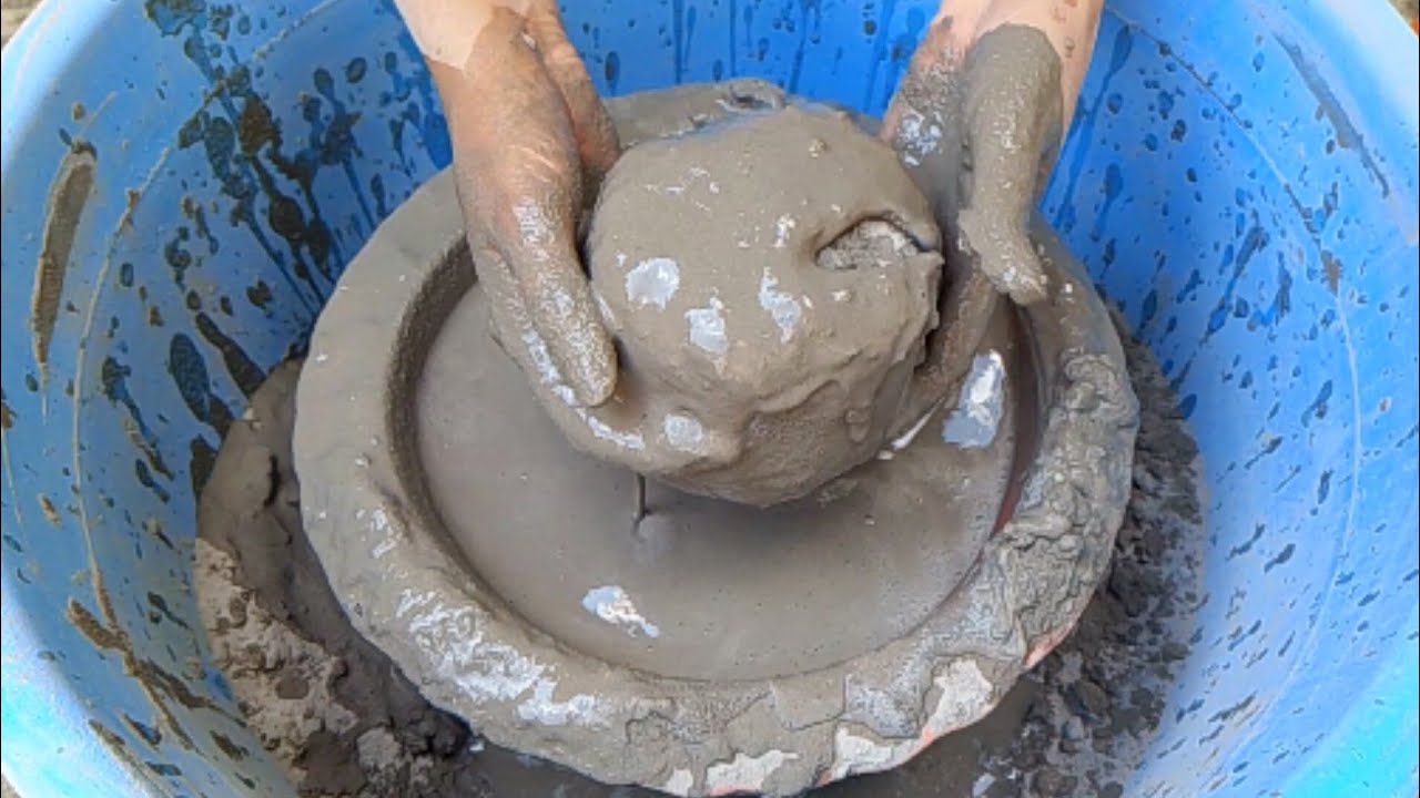 Tub Under Mud Clay Pot 🍯 On Water Crumbling 💦 Soft Smooth Pure Cement ...