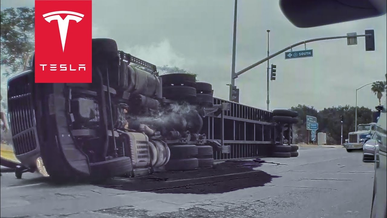 FLIPPING BIG RIG CAUGHT ON TESLACAM | TESLA STORIES 140 - YouTube