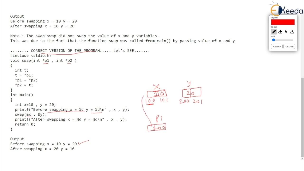 Swapping Value of Two Variables using Call by Address | Data Structure ...