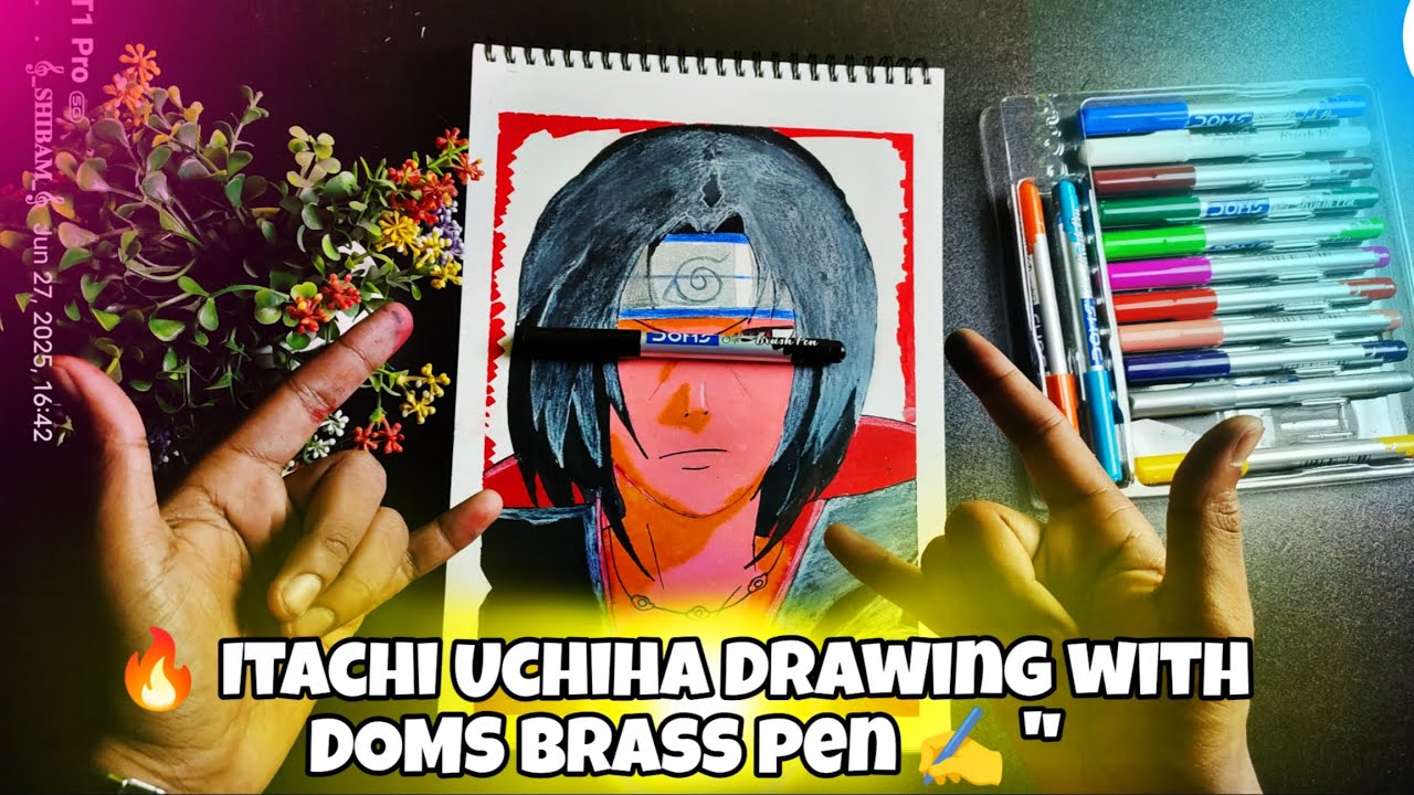 "Itachi Uchiha Coloring with DOMS Brush Pens 🎨 | Naruto Fanart ...