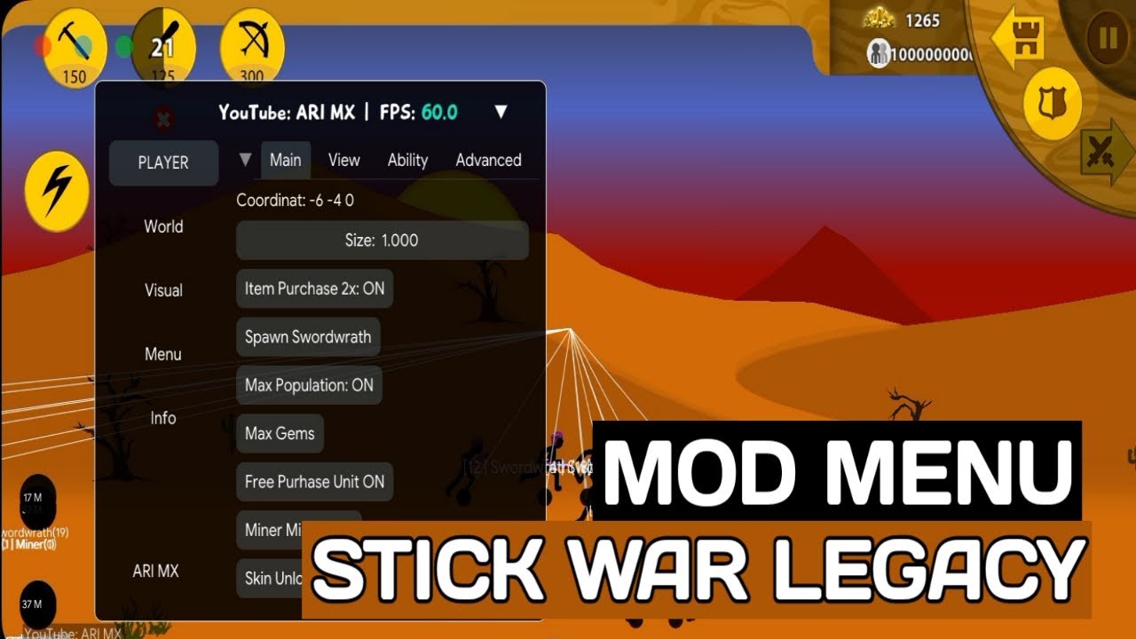 Stick War Legacy Mod Menu - YouTube