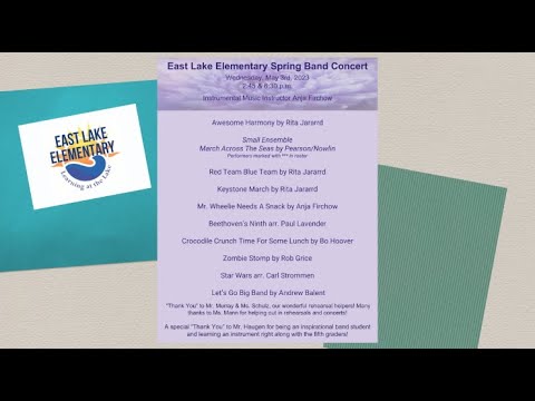 East Lake Elementary Spring 2023 Daytime Band Concert - YouTube