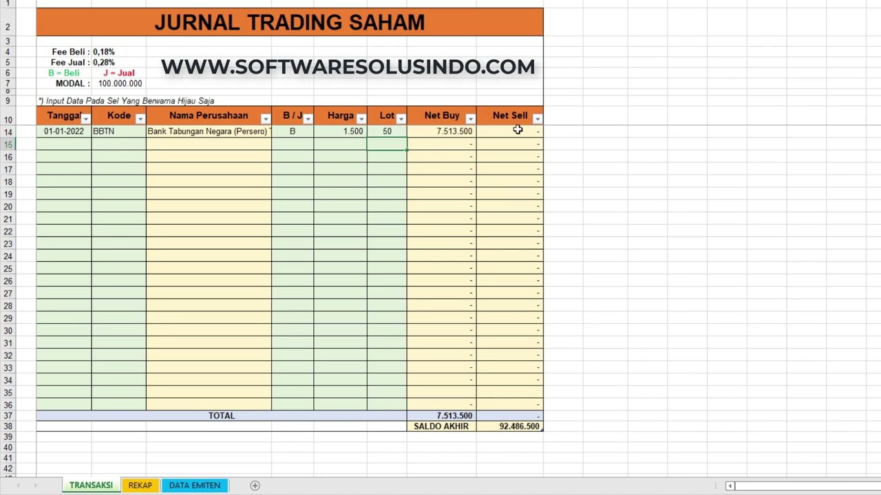 Jurnal Trading Saham Gratis Template - YouTube