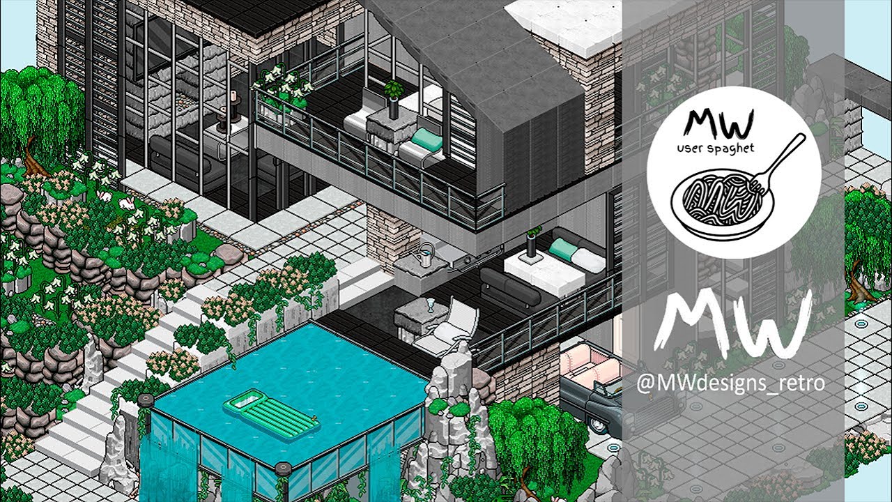 HABBO SpeedBuild • Modern Residence ''Spring Condo'' • MW Design - YouTube