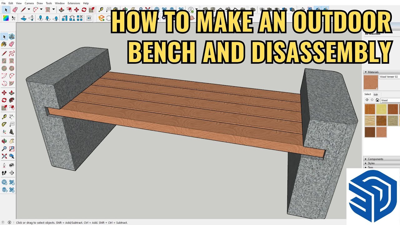 SKETCHUP FOR BEGINNER TUTORIAL HOW TO MAKE A DISASSEMBLY BENCH - YouTube