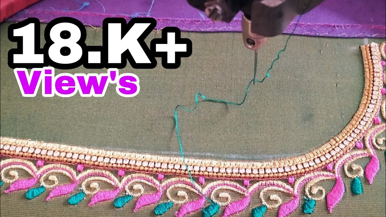 Simple Machine Embroidery Designs For Blouse Dark Blue Embroidery Hand