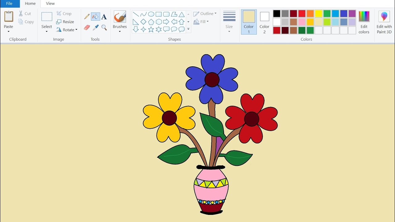 MS Paint Me Flower Drawing 🌸 | Easy Flower Drawing for Beginners | Step ...