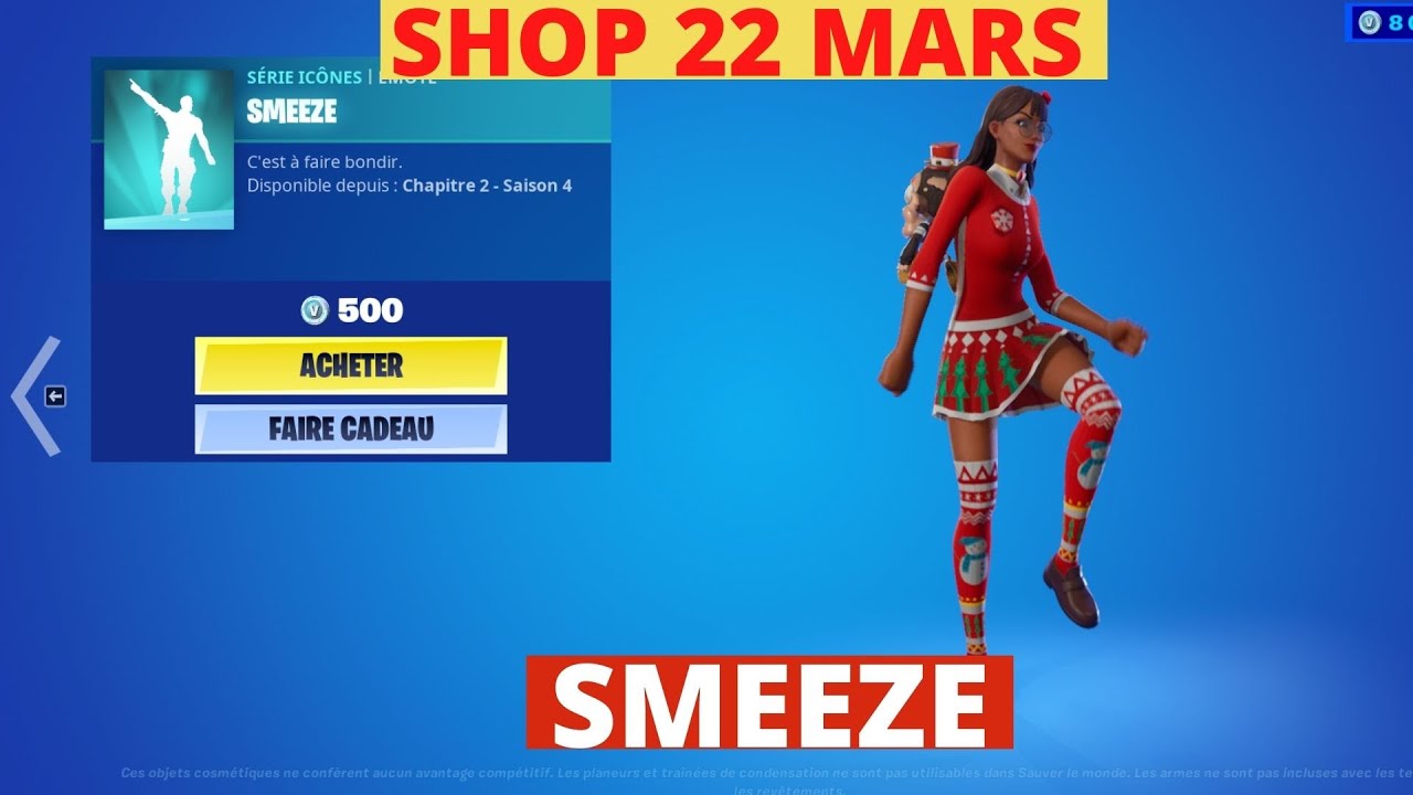*NEW* SMEEZE FORTNITE EMOTE BOUTIQUE 22 MARS FORTNITE BATTLE ITEM SHOP ...