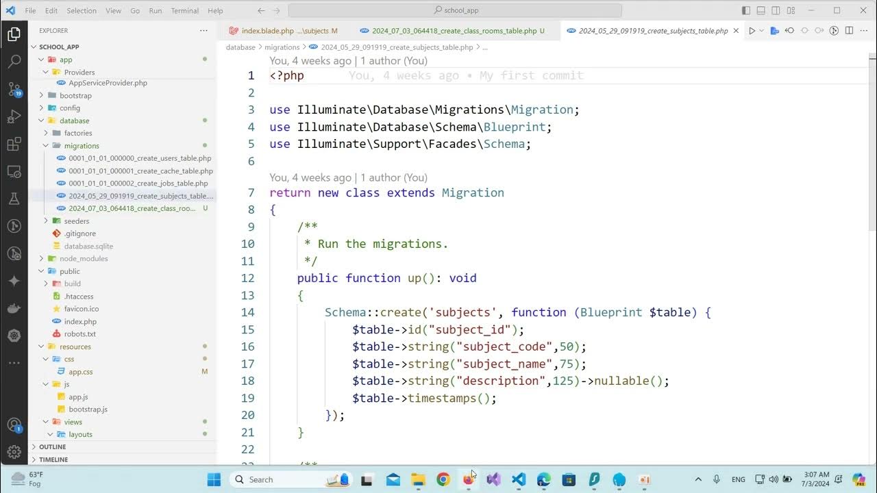 Lab2 Evening Laravel framework create professor table - YouTube