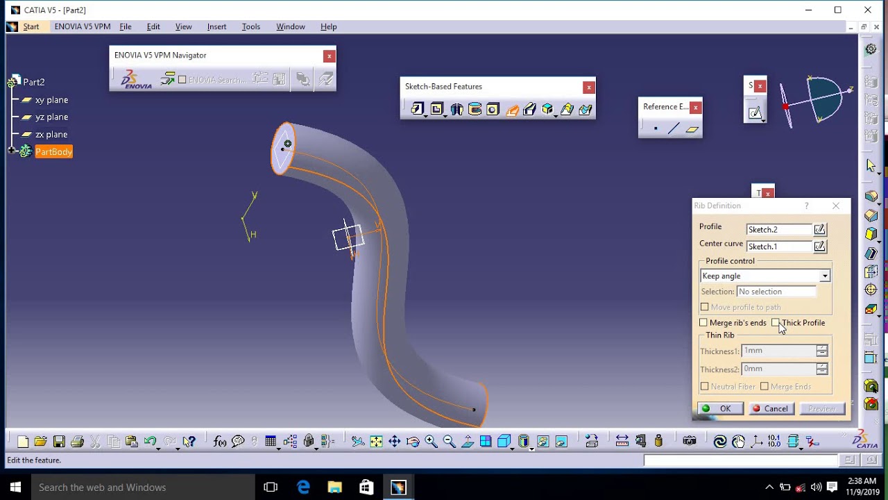 Rib & Slot Command in Catia #msme #ppdc #cad #meerut #saini #AutoCAD ...