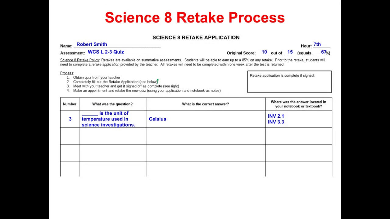 Science 8 Retake Application Process - YouTube