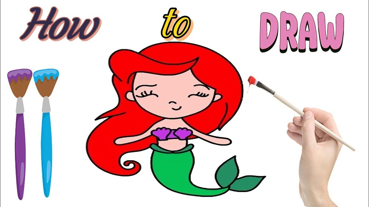 Mermaid drawing tutorial | Mermaid drawing coloring painting for kids ...
