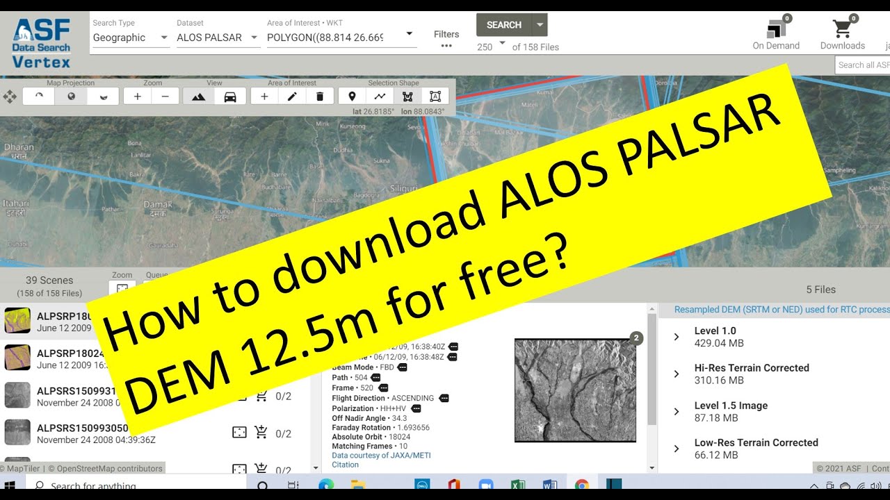 How to download ALOS PALSAR DEM 12.5 m resolution for free? - YouTube