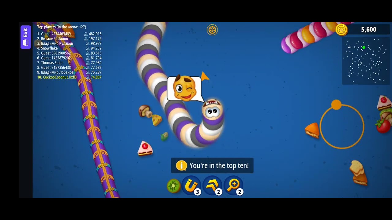 Snake game 8 finally achieved 1st position - YouTube