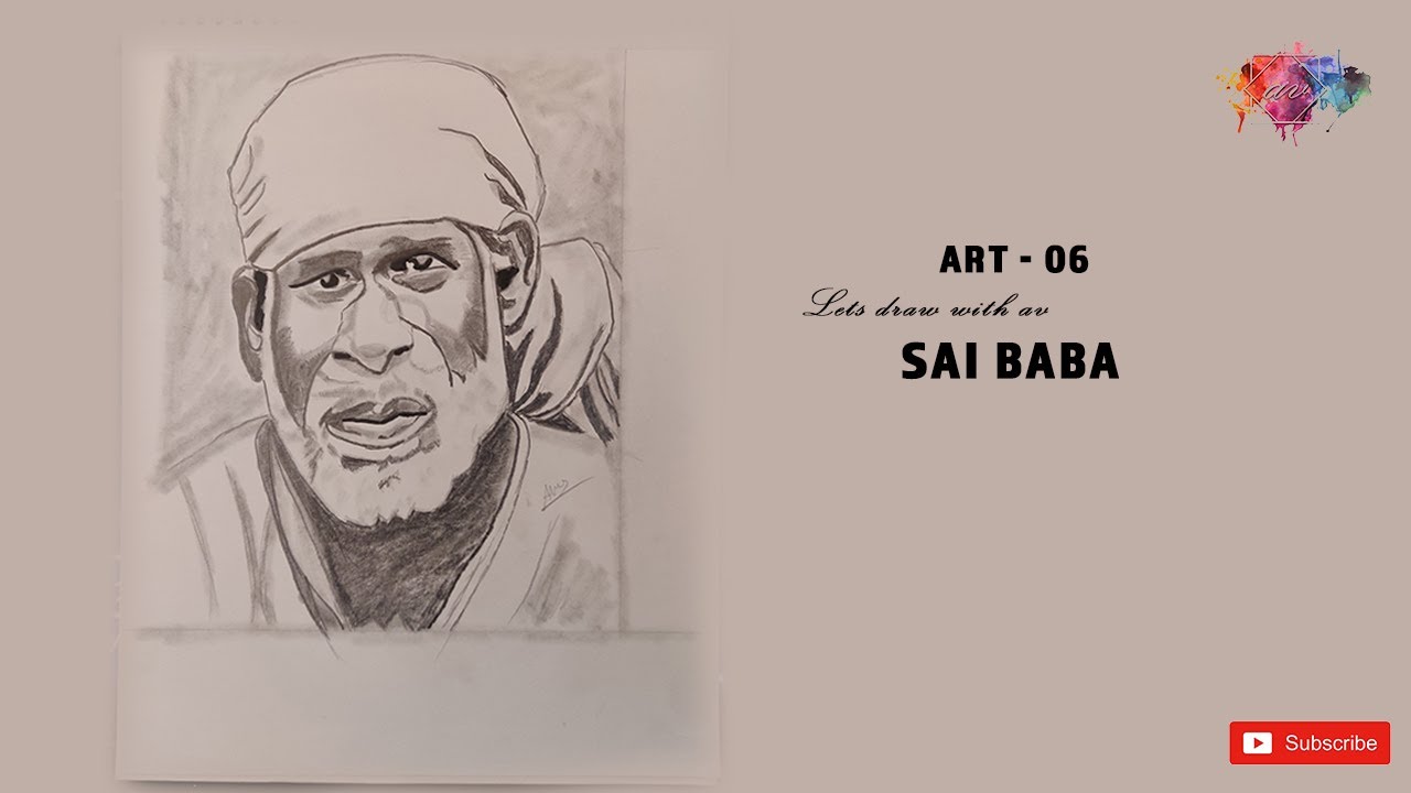 How to draw Sai Baba portrait |Saibaba Drawing |How To Draw Shiridi Sai ...
