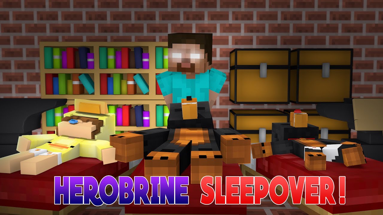 Minecraft SLEEPOVER - HEROBRINE HAS A SLEPPOVER AT OUR HOUSE!! w/DONUT ...