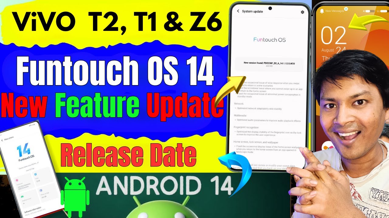 Android 14 Update New Feature - ViVO T1 44W, T1 Pro 5G, iQOO Z6 4G, Z6 Pro | Funtouch OS 14 for ...