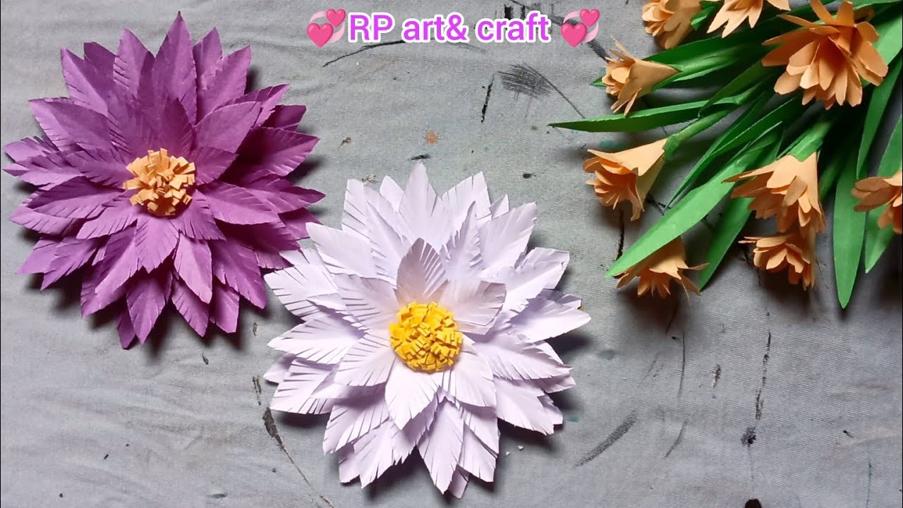 very easy paper flower craft//Paper flower making step by step//Diy ...