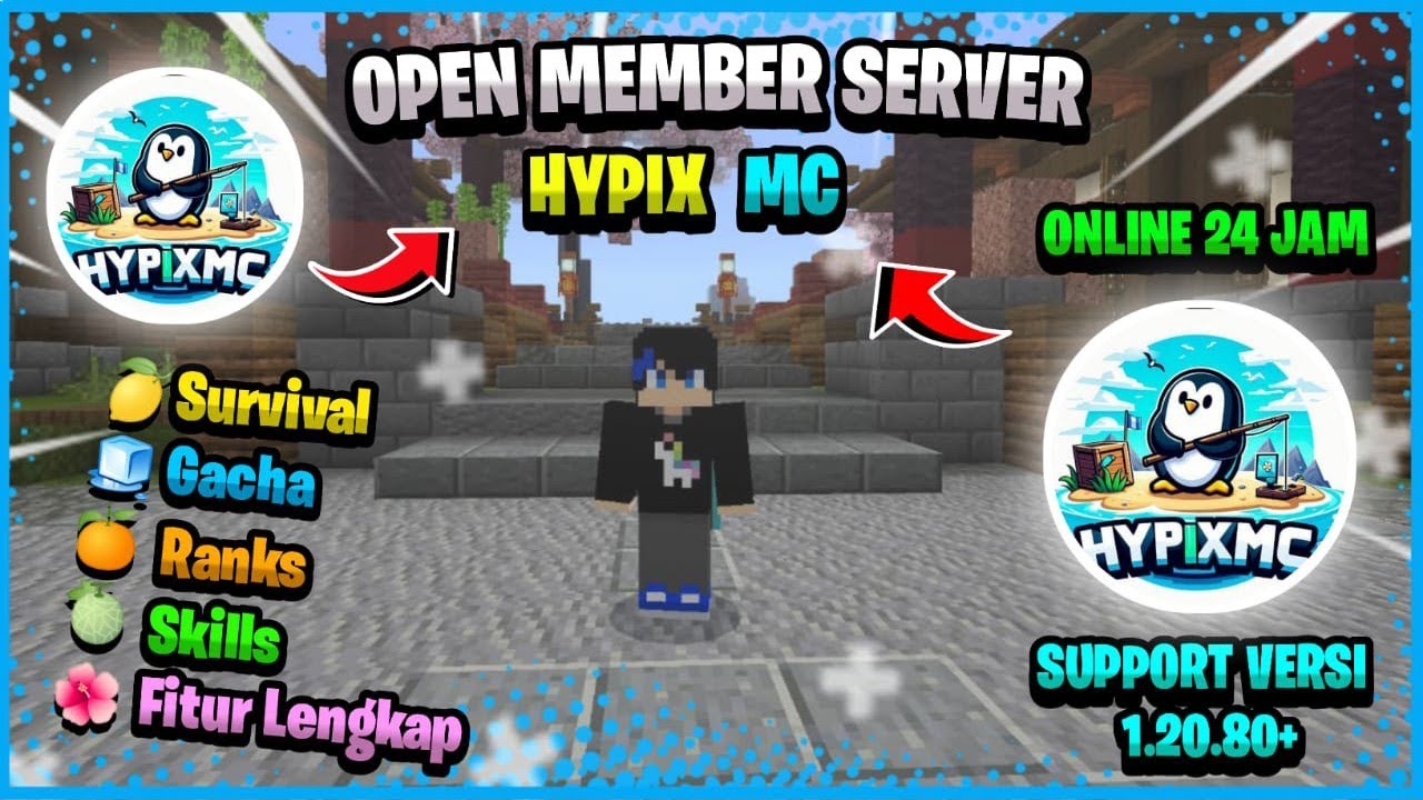 SERVER MINECRAFT VERSI 1.20+ TERBARU !! HYPIX MC || SUPPORT JAVA DAN MCPE - ADA SENJATA ...
