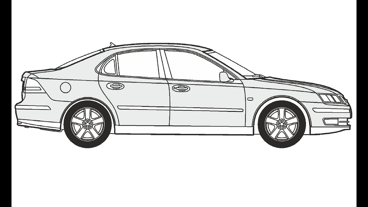 How to Draw a Saab 9-3 Limousine / Как нарисовать Saab 9-3 Limousine ...
