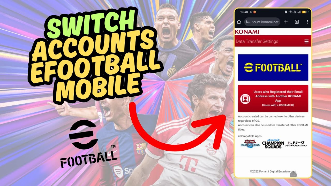 How to Switch Account on eFootball Mobile | Log In to Alternate Konami ...