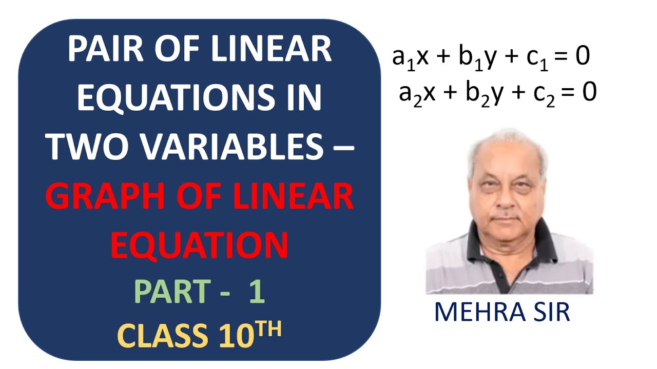 PAIR OF LINEAR EQUATION IN TWO VARIABLE GRAPH OF LINEAR EQUATION PART ...