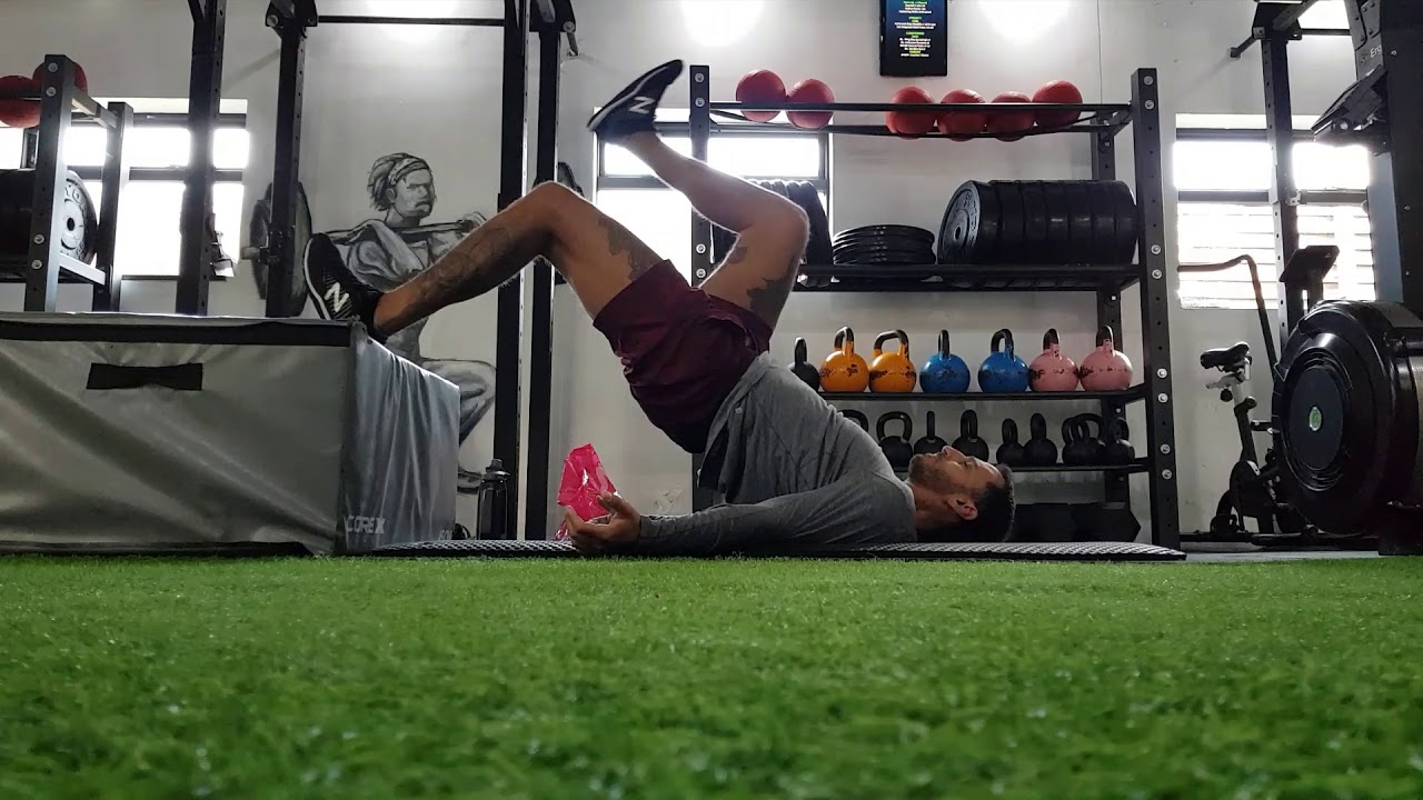 Feet Elevated Glute Bridge with Heel March - YouTube