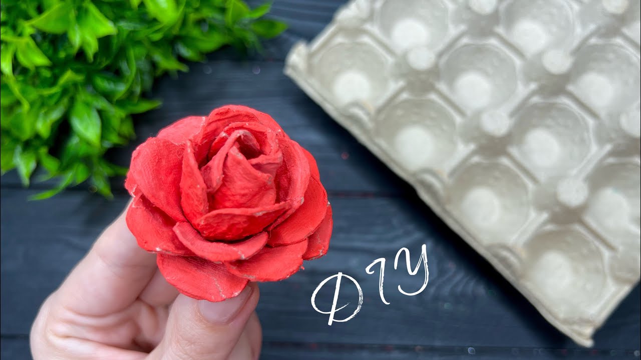 EASY Idea! Egg Carton Box Roses EGG Tray Craft DIY Tutorial - YouTube