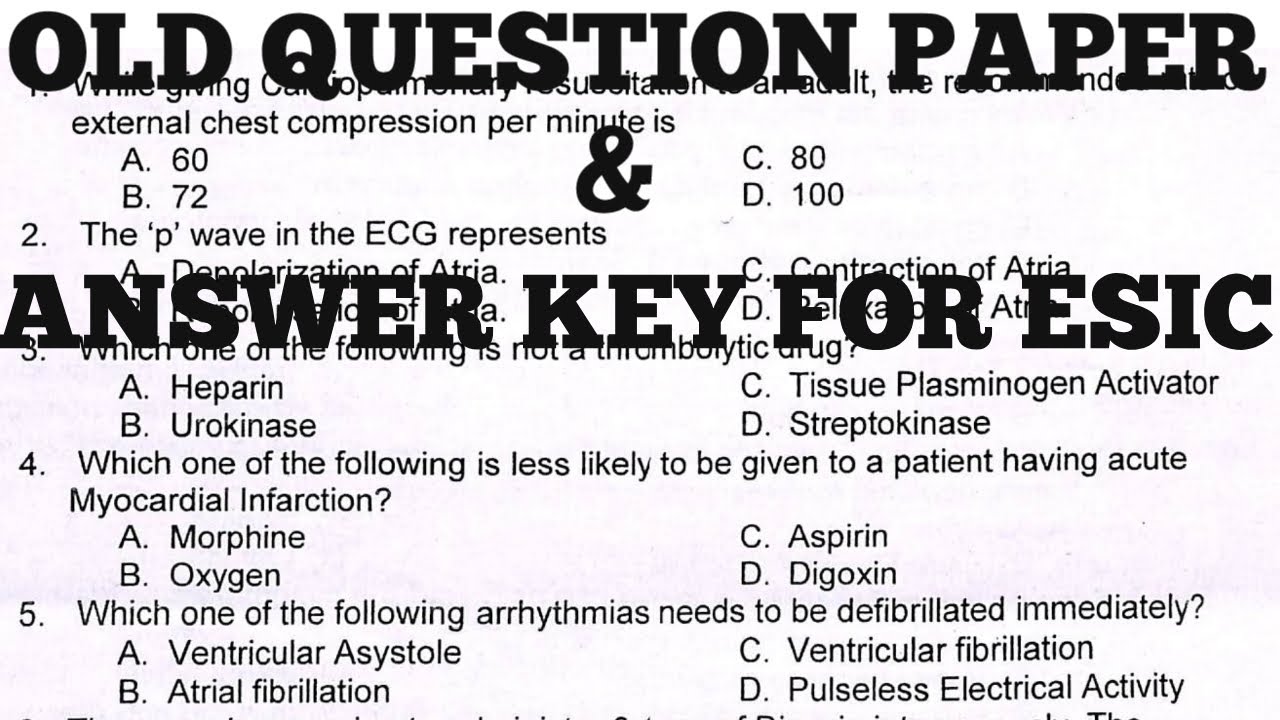 NURSING OFFICER OLD QUESTION PAPER & ANSWER / NURSING OFFICER EXAM ESIC ...