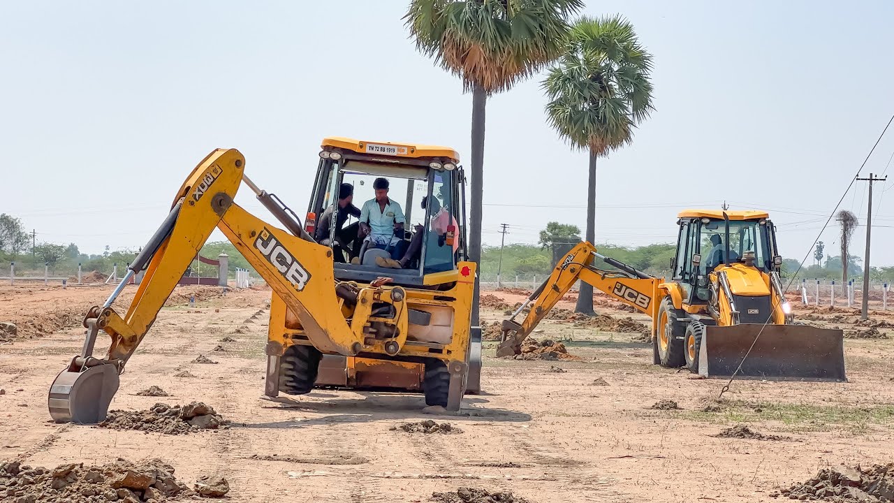 JCB 3DX with Xtra Backhoe digs pit and lays Pipeline to plant Trees in ...