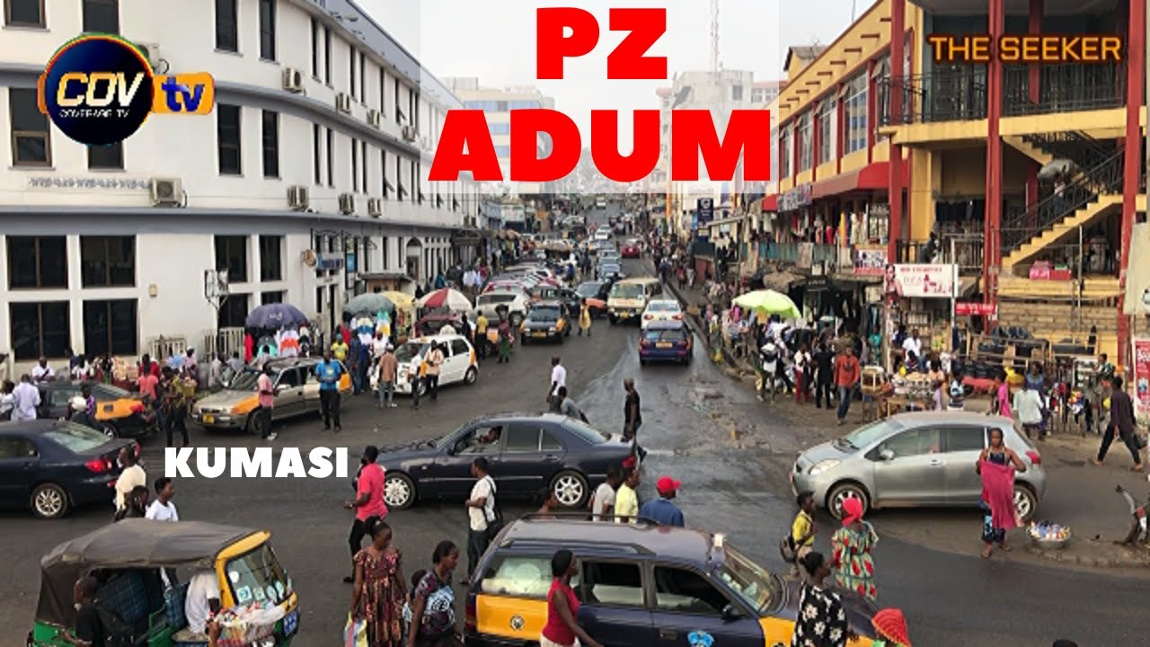 Adum PZ: Let's walk on the PZ to Boss FM and Hello FM road in Kumasi ...