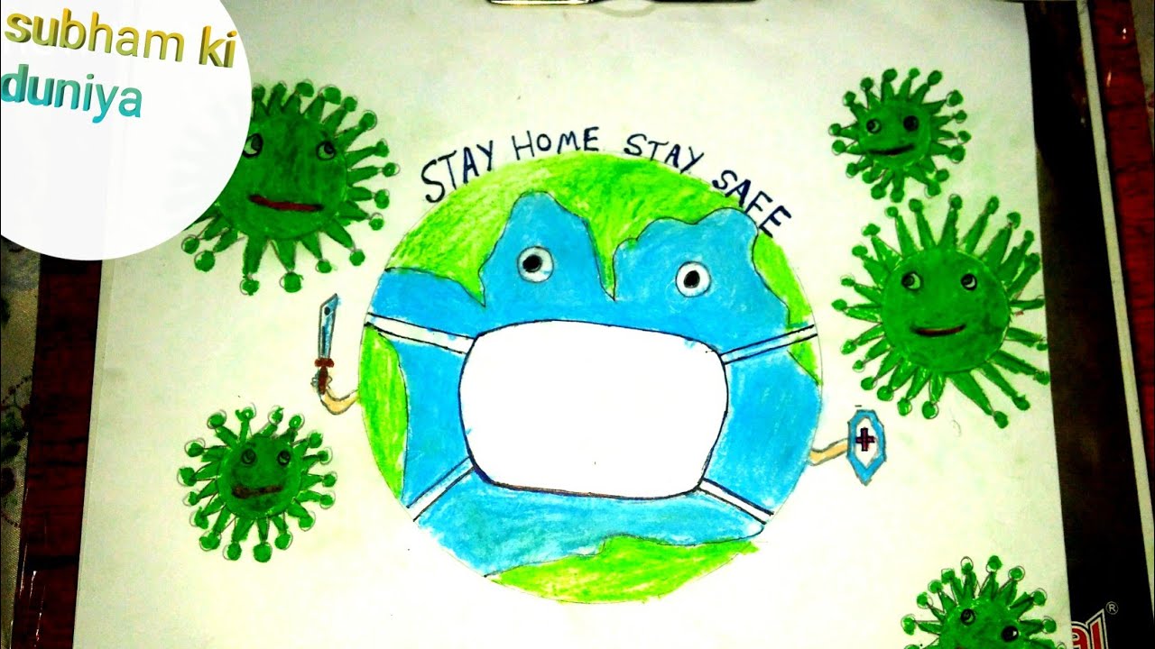 Drawing of corona/save earth from corona/stay home stay safe - YouTube