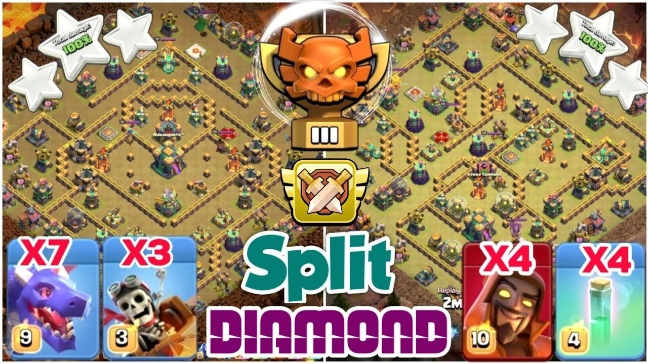 Th14 Skybrid Blizzard Attack Strategy | Th14 Split Diamond Base 3 Star ...