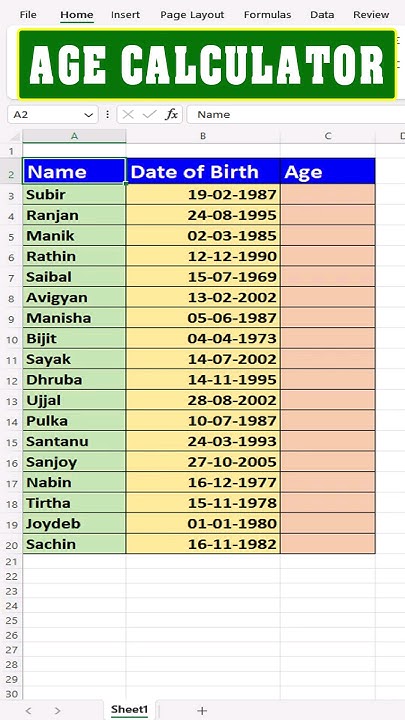 how to calculate age in Excel tips and tricks 😉💯 Age calculator #shorts ...