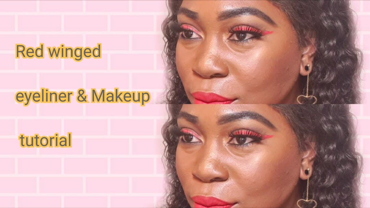 Red winged eyeliner + makeup tutorial - YouTube