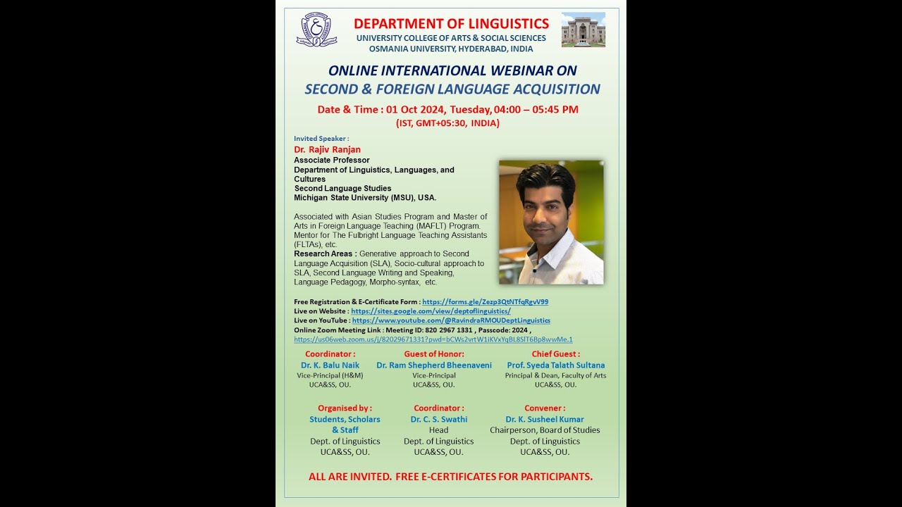 International Webinar on SECOND & FOREIGN LANGUAGE ACQUISITION - 01-Oct ...