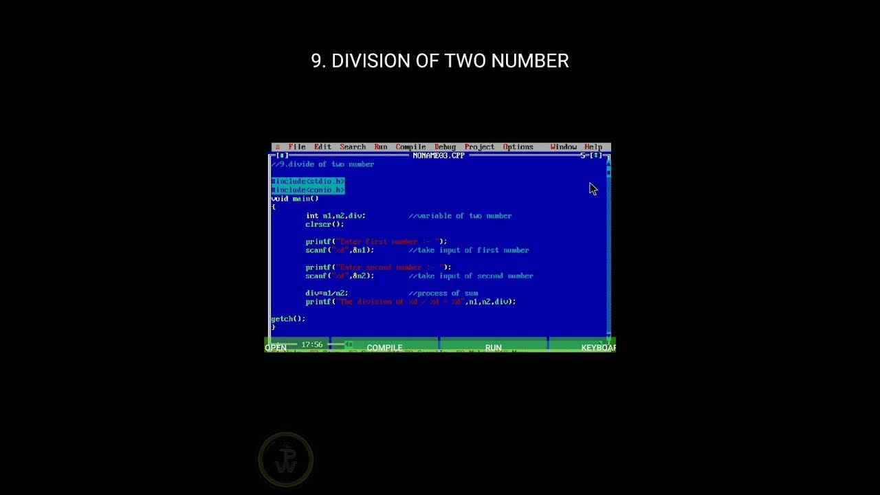 DIVISION OF TWO NUMBER || cppm || #bca - YouTube
