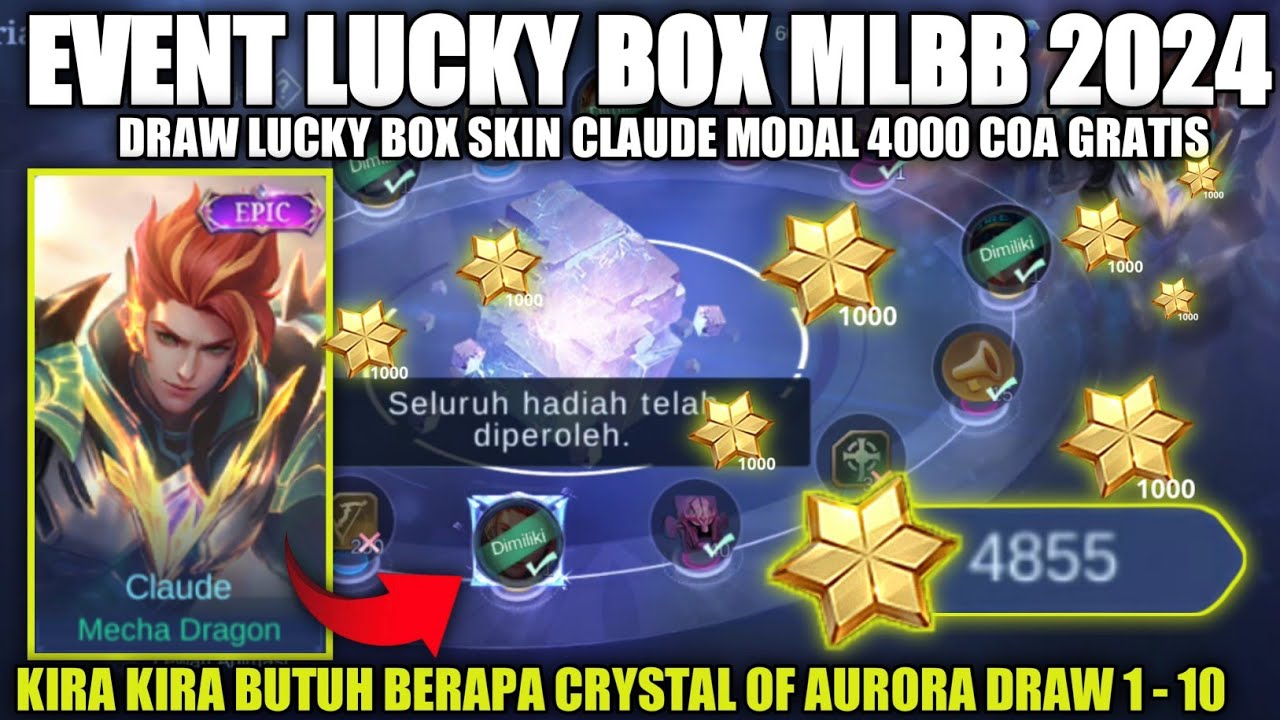 EVENT LUCKY BOX!! CARA MENDAPATKAN SKIN EPIC CLAUDE PAKAI 4000 CRYSTAL ...