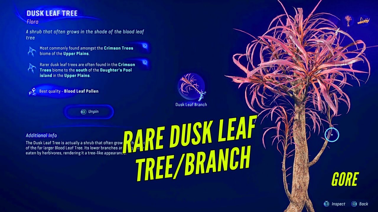Where to find Rare Dusk Leaf Trees (Branch) Avatar Frontiers of Pandora ...