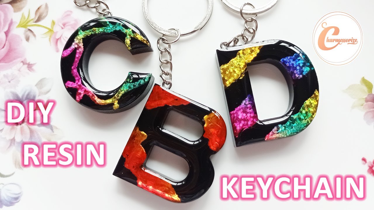DIY Epoxy Resin Craft Accessories| Making RESIN Keychain with NAIL FOIL ...