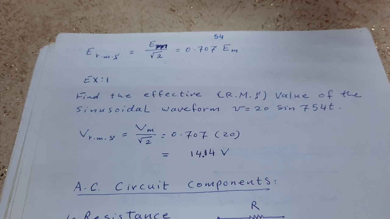 AC , Average values, Effective (RMS), AC circuit components - YouTube