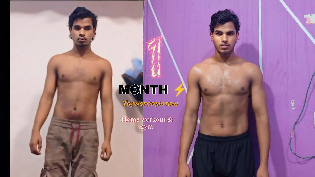 1 Months natural Body transformation 🔥|| home workout and gym . # ...