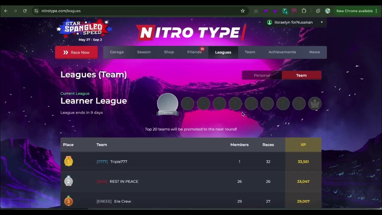 Nitro Type Leagues Are officially out! New Nitrotype updates - YouTube