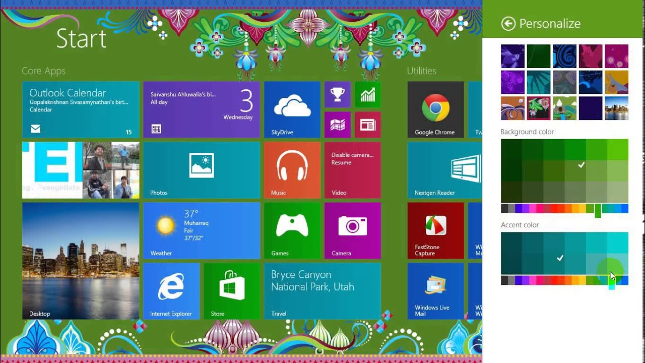 Customize Start Screen in Windows 8.1 with Patterns and Colors. - YouTube