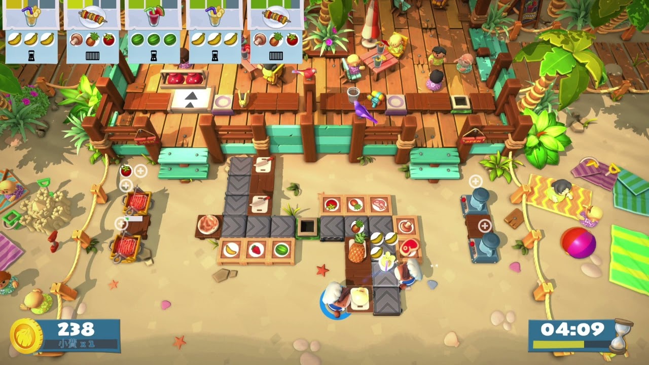 Overcooked! 2 | Surf 'n' Turf | Level 3-4 | 1 player (solo) | 4 stars ...